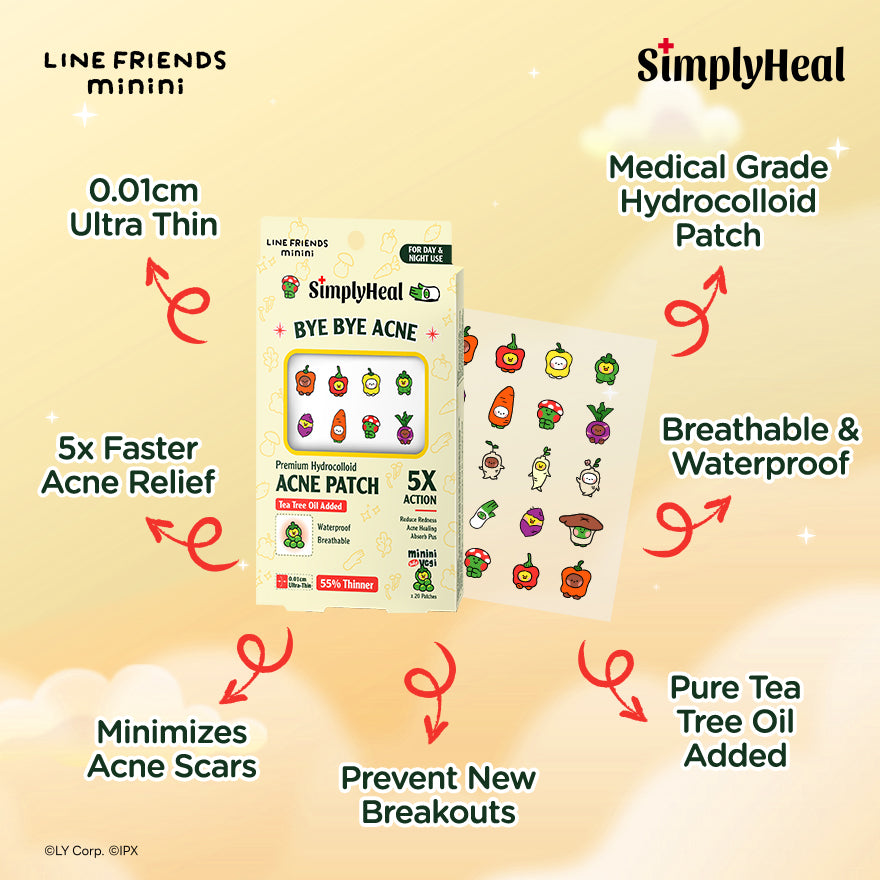 SimplyHeal Day & Night Premium Hydrocolloid Acne Patch (LINE FRIENDS m – iQueen
